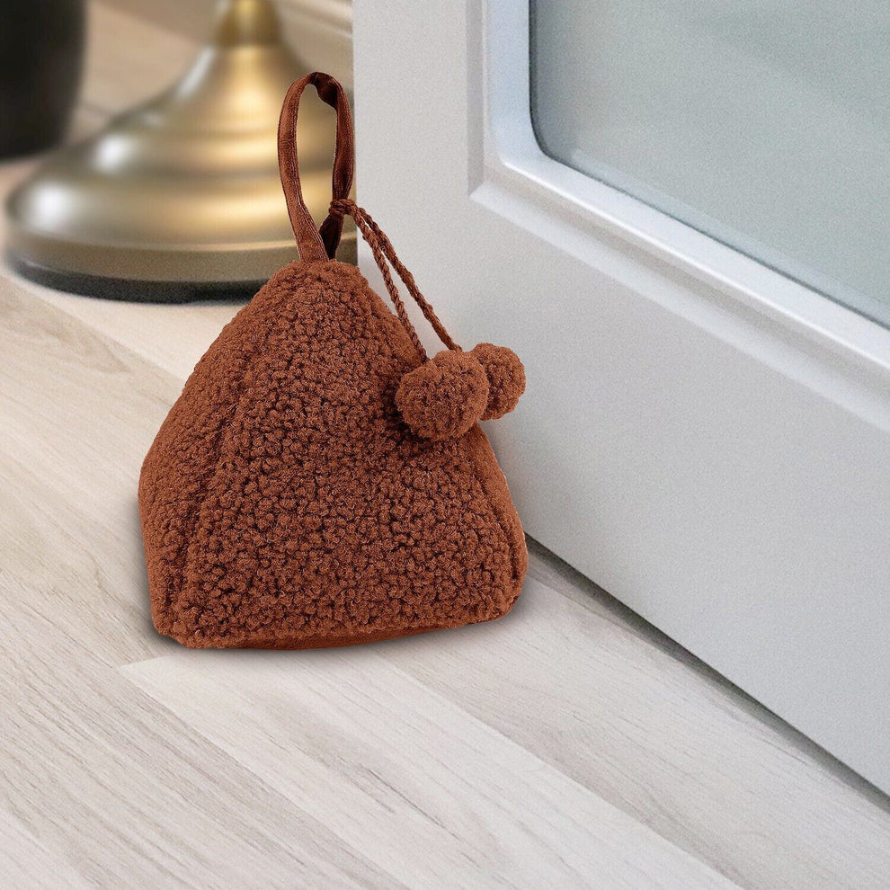 Childrens Sherpa Fleece Pyramid Doorstop Kids Teddy Fleece Door Stop W ...